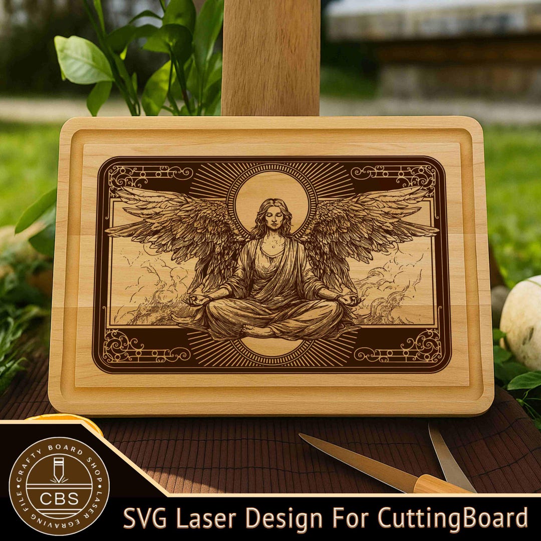 Angel Cutting Board SVG File: Laser Engraving Design (digital Download ...