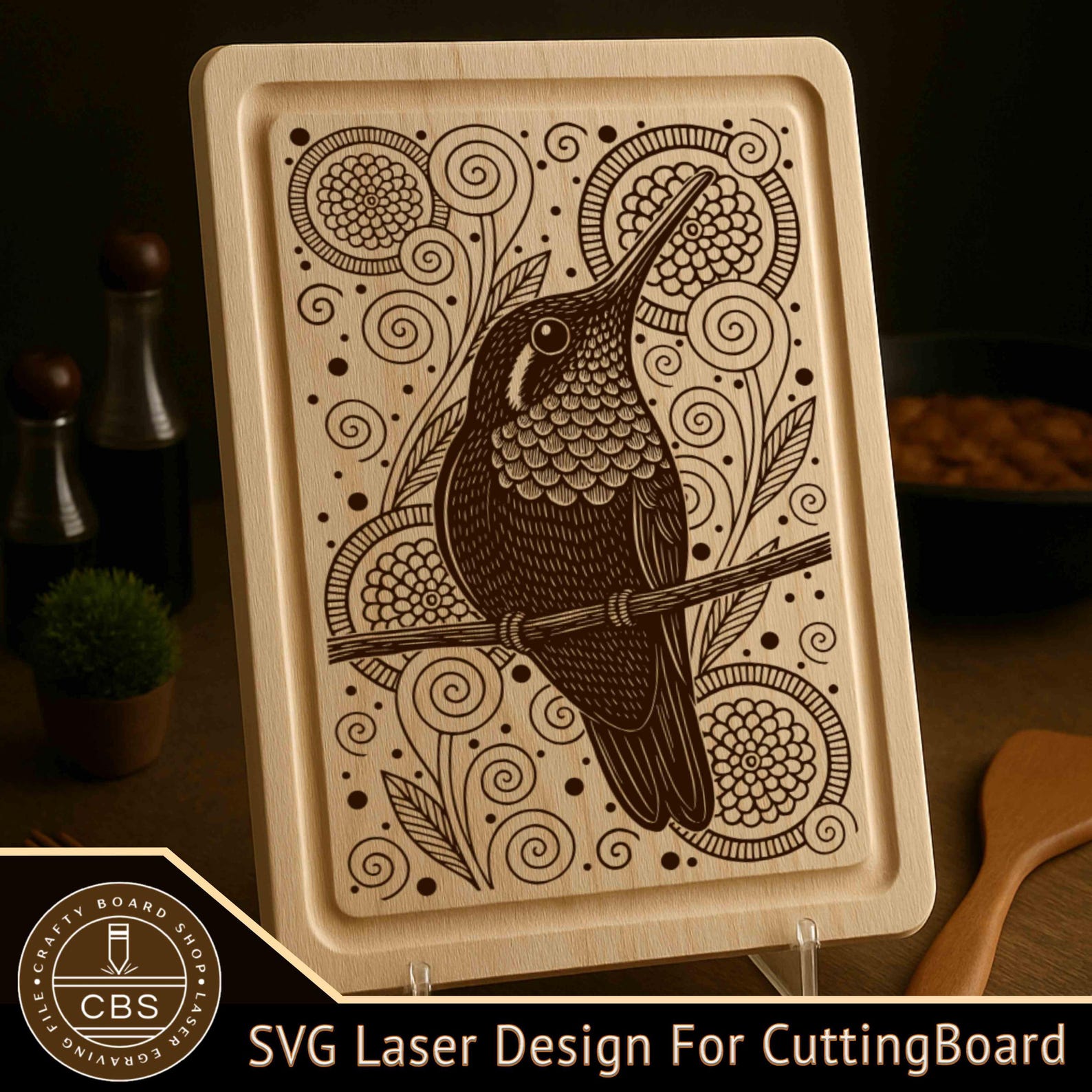 Hummingbird Cutting Board SVG Laser File (digital Download) - Etsy