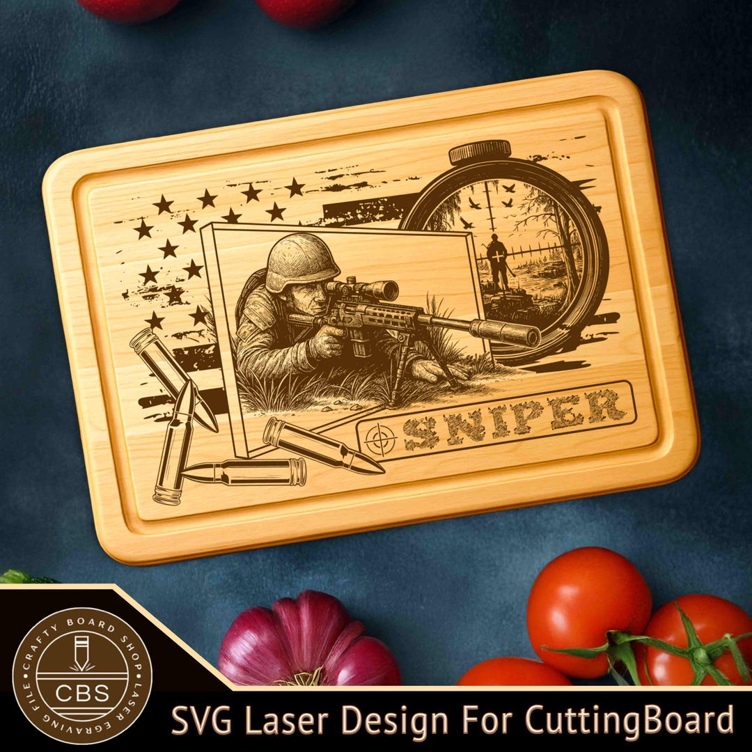 Sniper Cutting Board SVG File: Laser Engraving Design (digital Download ...