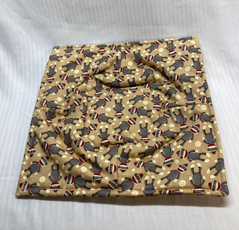 SALE! 12" Plate Cozy - Grey Sock Monkeys - Microwave Safe Hot and Cold ...