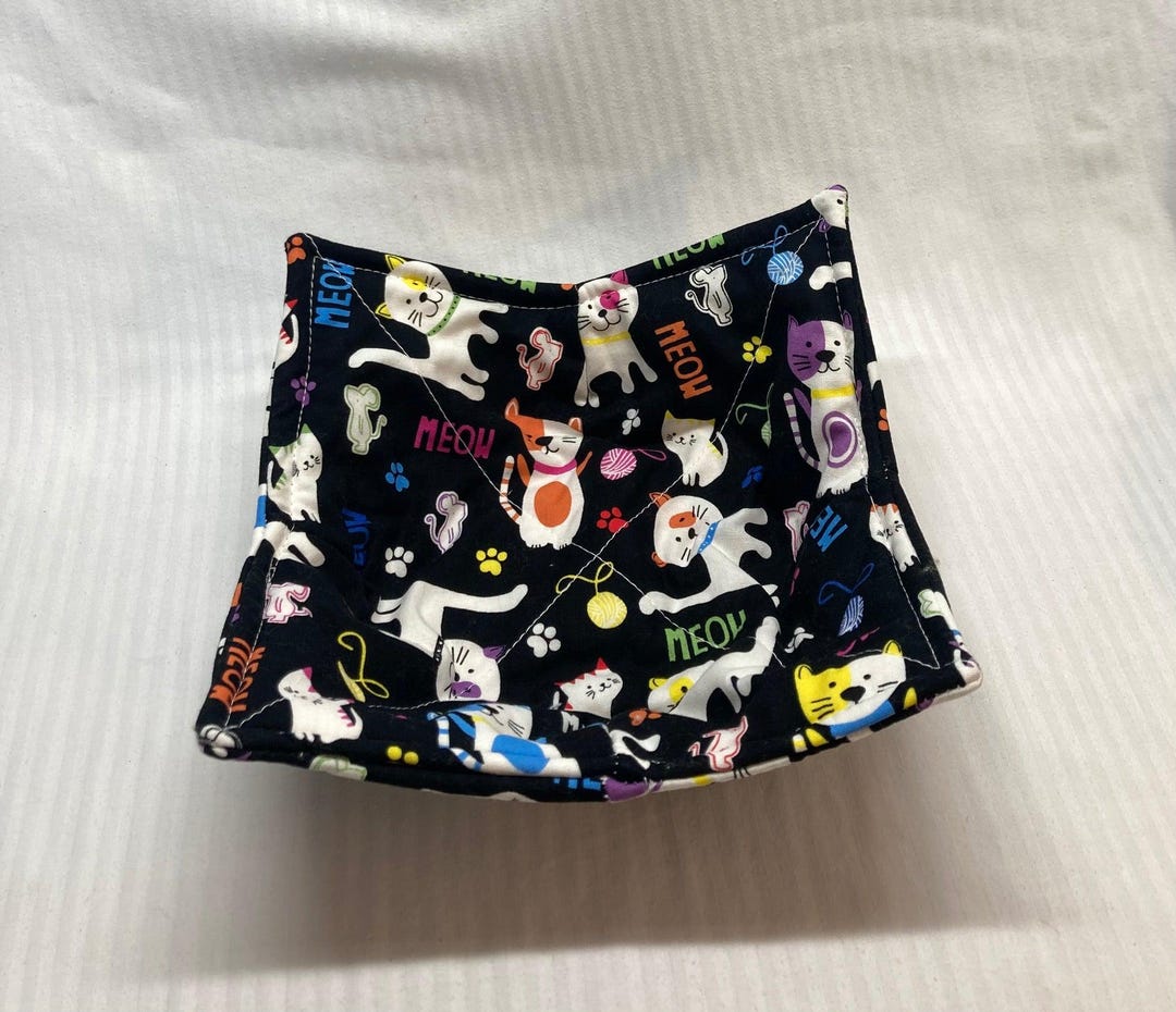 Meow Cats Bowl Cozy: 10" Microwave Safe Cotton Bowl Holder - Etsy