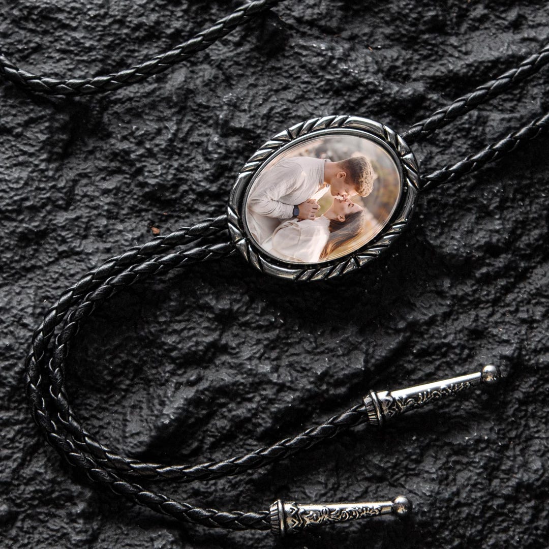 Custom Photo Bolo Tie, Leather Cord, Personalized Anniversary Gift ...