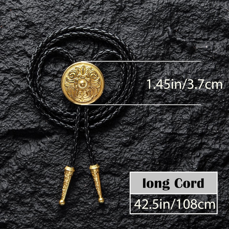 Wedding Bolo Tie, Satin Gold Bolo Tie With Leather Cord, Wedding Bolo ...