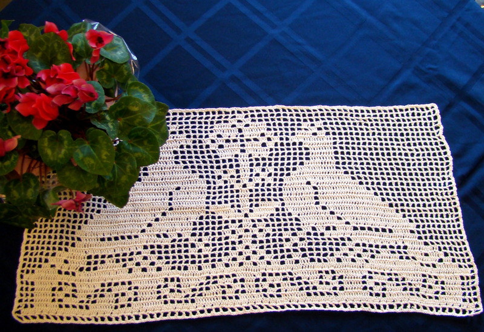 Mourning Doves Filet Crochet Table Runner - Etsy