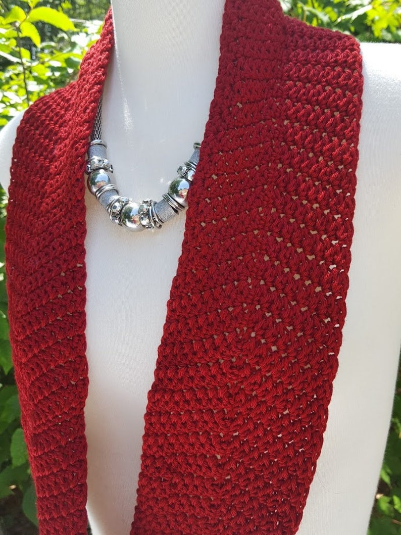 Hand Crocheted Autumn Red Cotton Infinity Scarf-ready TO SHIP - Etsy