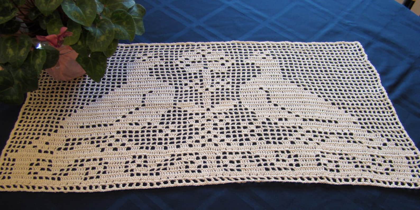 Mourning Doves Filet Crochet Table Runner - Etsy