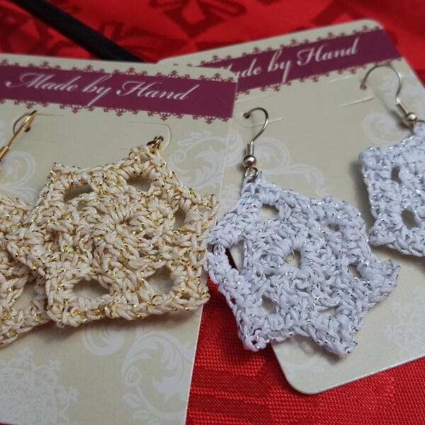 Crochet Snowflake Earrings - Etsy