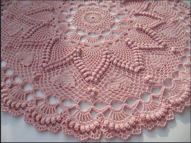 Pink Crocheted Table Topper With Pineapple and Popcorn - Etsy