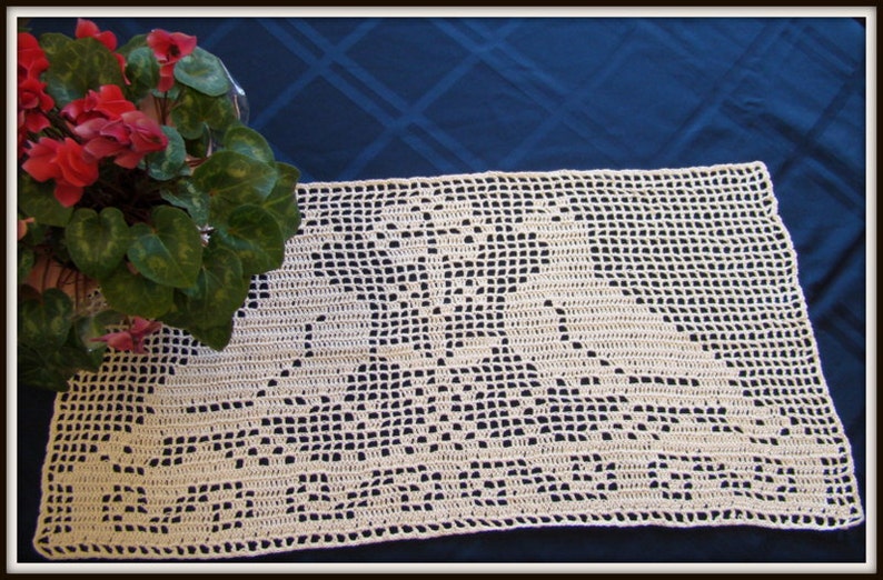 Mourning Doves Filet Crochet Table Runner - Etsy