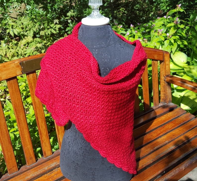 Crochet Shawl, Red Wedding Shawl, Women's Shawl, Anniversery Gift for ...