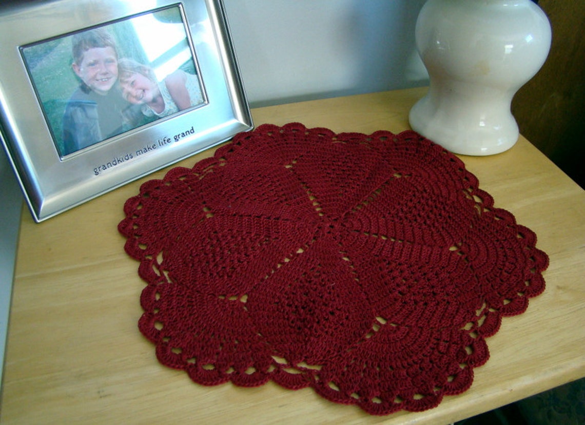 Scarlet Crimson Red Crochet Table Top Doily Bedroom Decor - Etsy