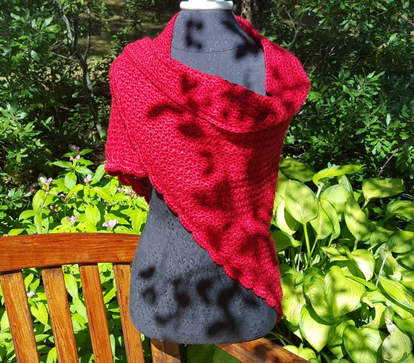 Crochet Shawl, Red Wedding Shawl, Women's Shawl, Anniversery Gift for ...