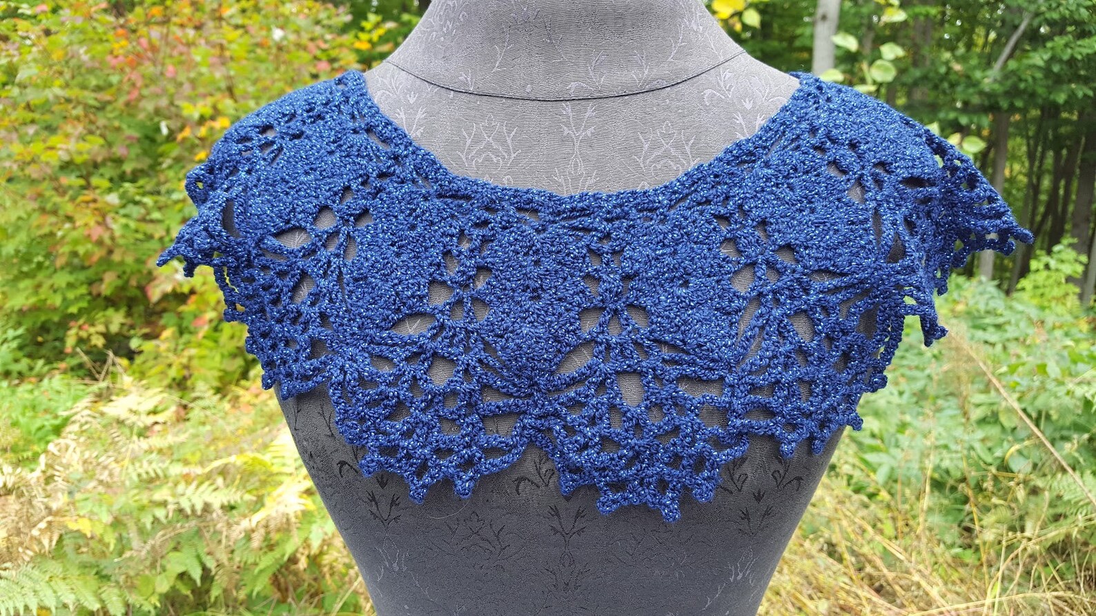 Victorian Crochet Collar, Women's Accessories, Blue Sapphire Collar ...