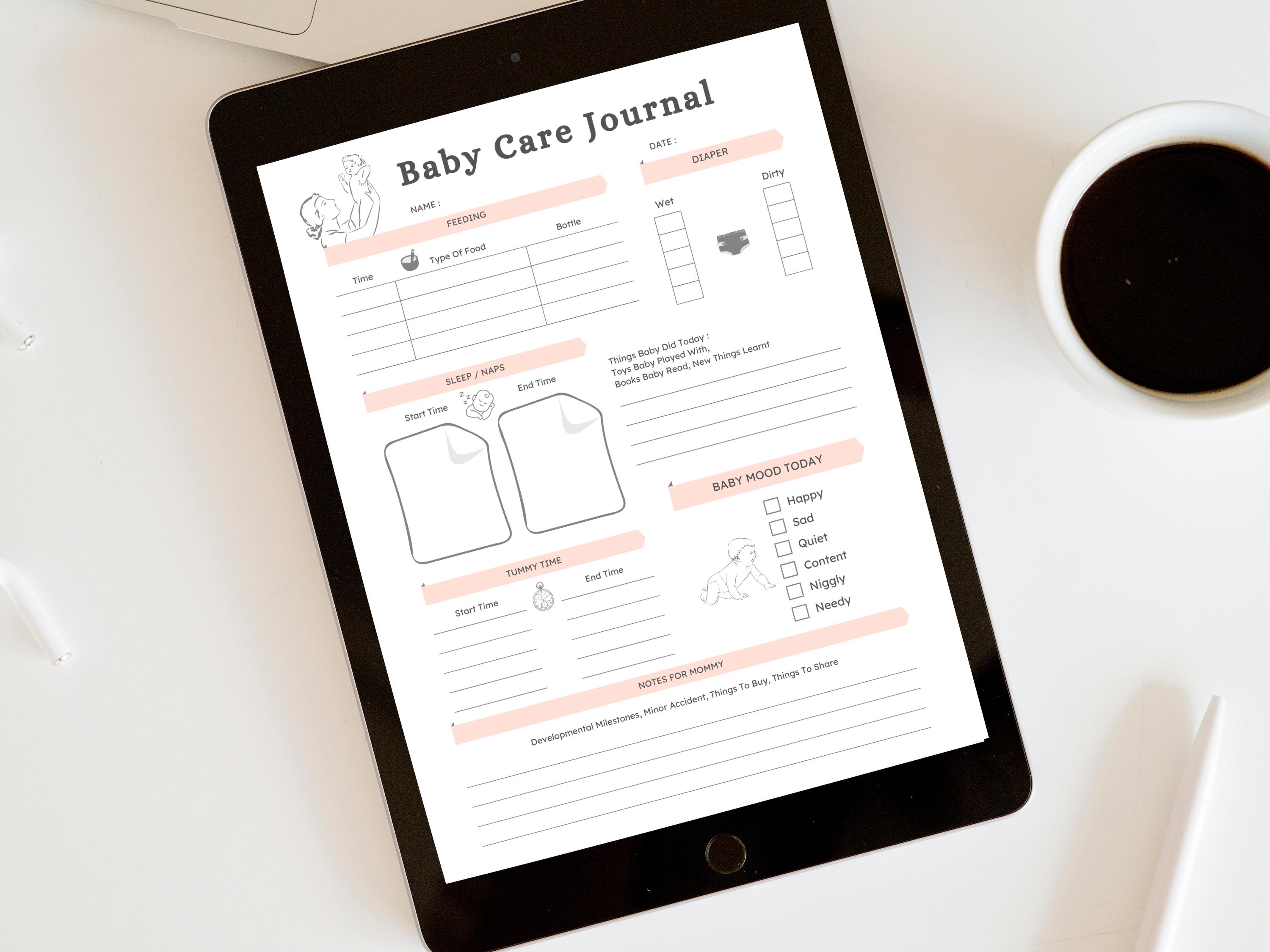 Printable Daily Baby Care Journal | Feeding Tracker | Baby Tracking ...