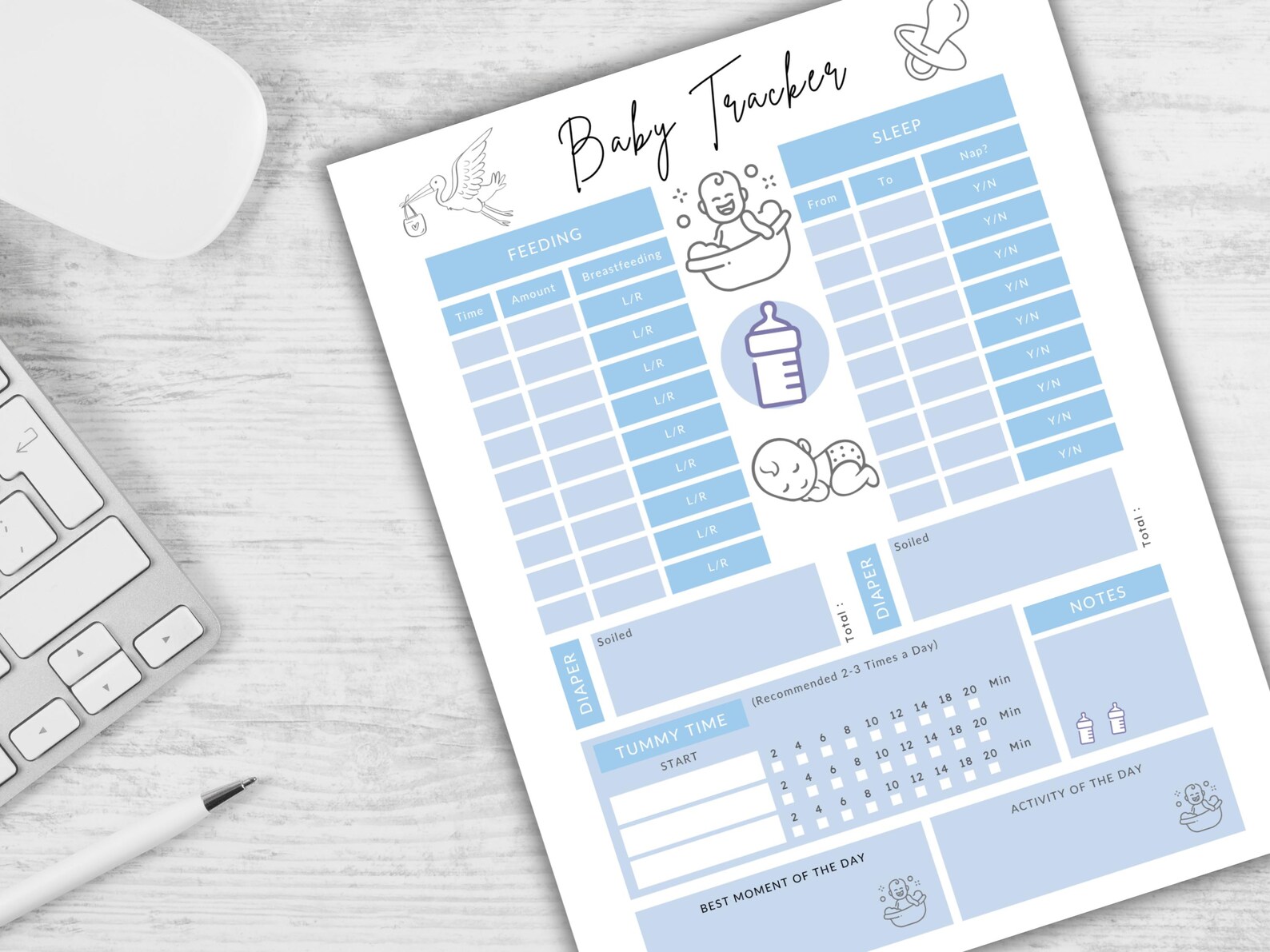 Printable Baby Tracker | Feeding Naps and Diaper Log | Tummy Time and ...