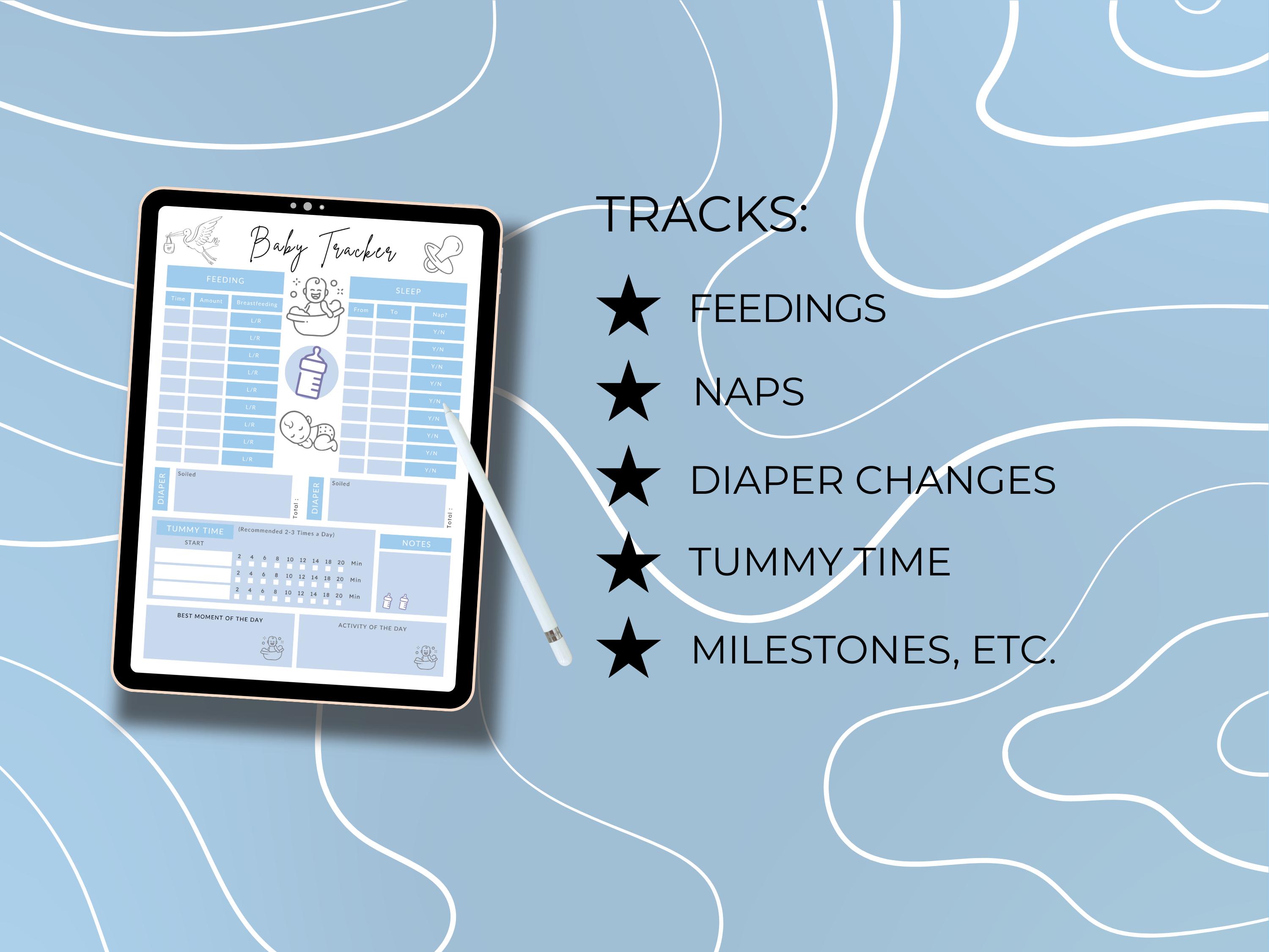 Printable Baby Tracker | Feeding Naps and Diaper Log | Tummy Time and ...
