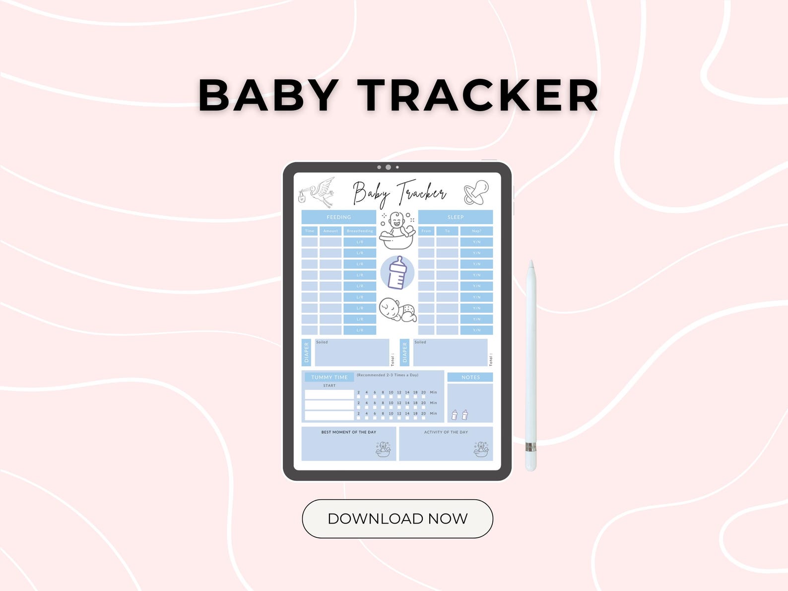 Printable Baby Tracker | Feeding Naps and Diaper Log | Tummy Time and ...
