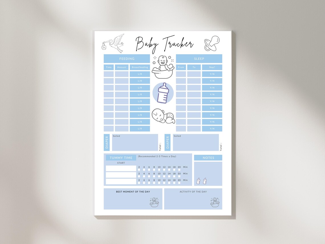 Printable Baby Tracker | Feeding Naps and Diaper Log | Tummy Time and ...