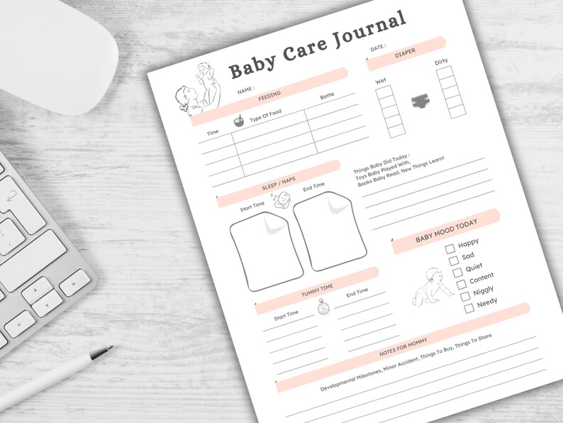 Printable Daily Baby Care Journal | Feeding Tracker | Baby Tracking ...