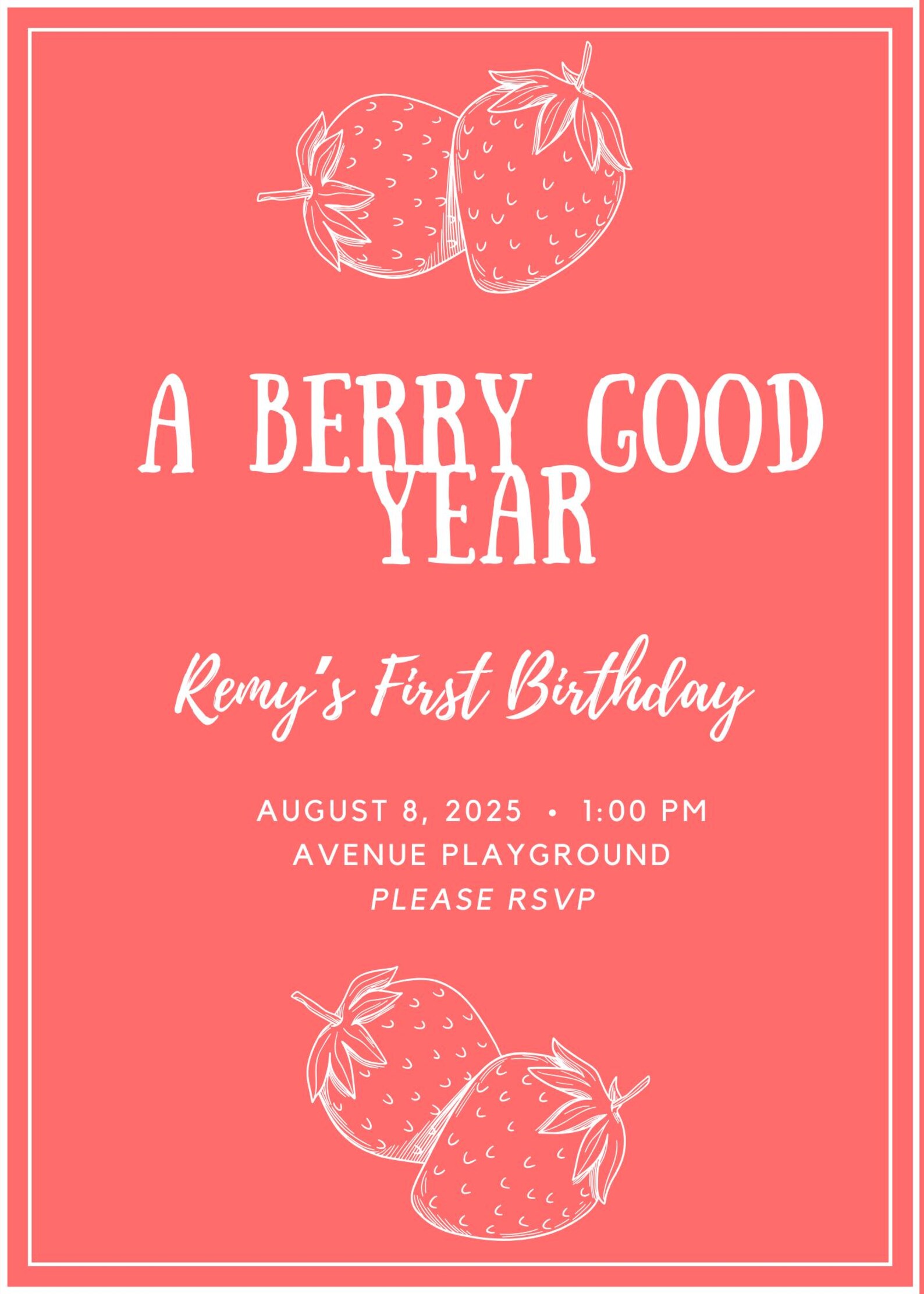 A Berry Good Birthday Invitation Strawberry Themed Digital Download - Etsy