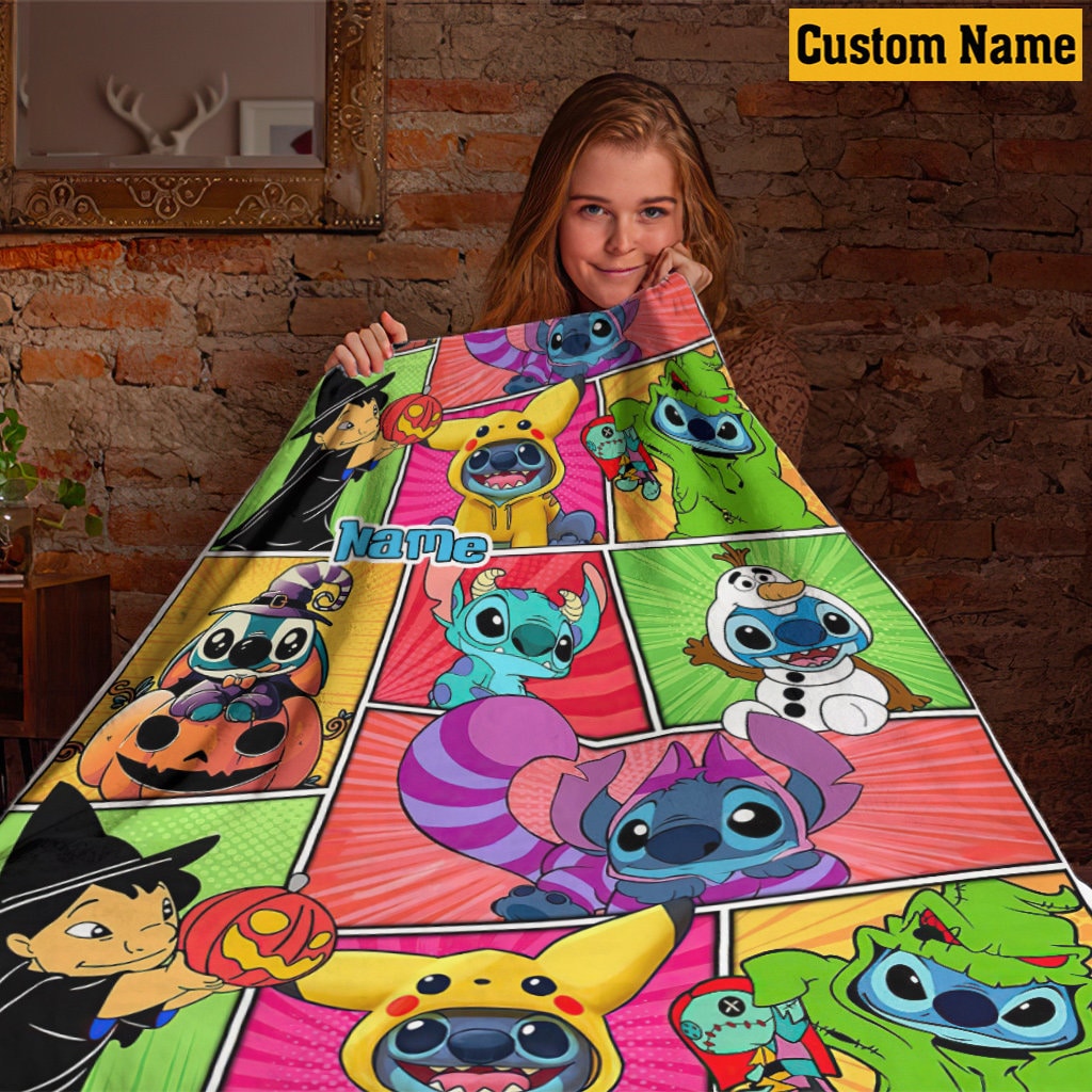 Persoalized Name Stitch Halloween Blanket, Stitch And Lilo Halloween ...