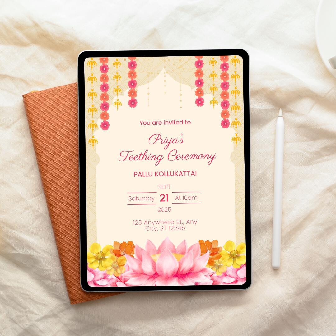 Teething Ceremony Invitation | Pallu Kollukattai | Instant Digital ...