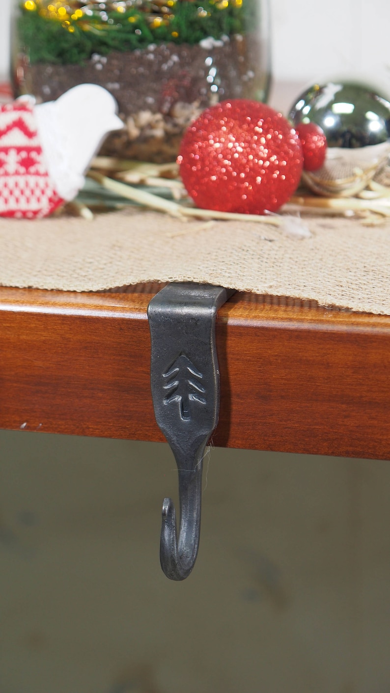 Forged Christmas Tree Mantle or Shelf Bracket Stockings Hook - Etsy