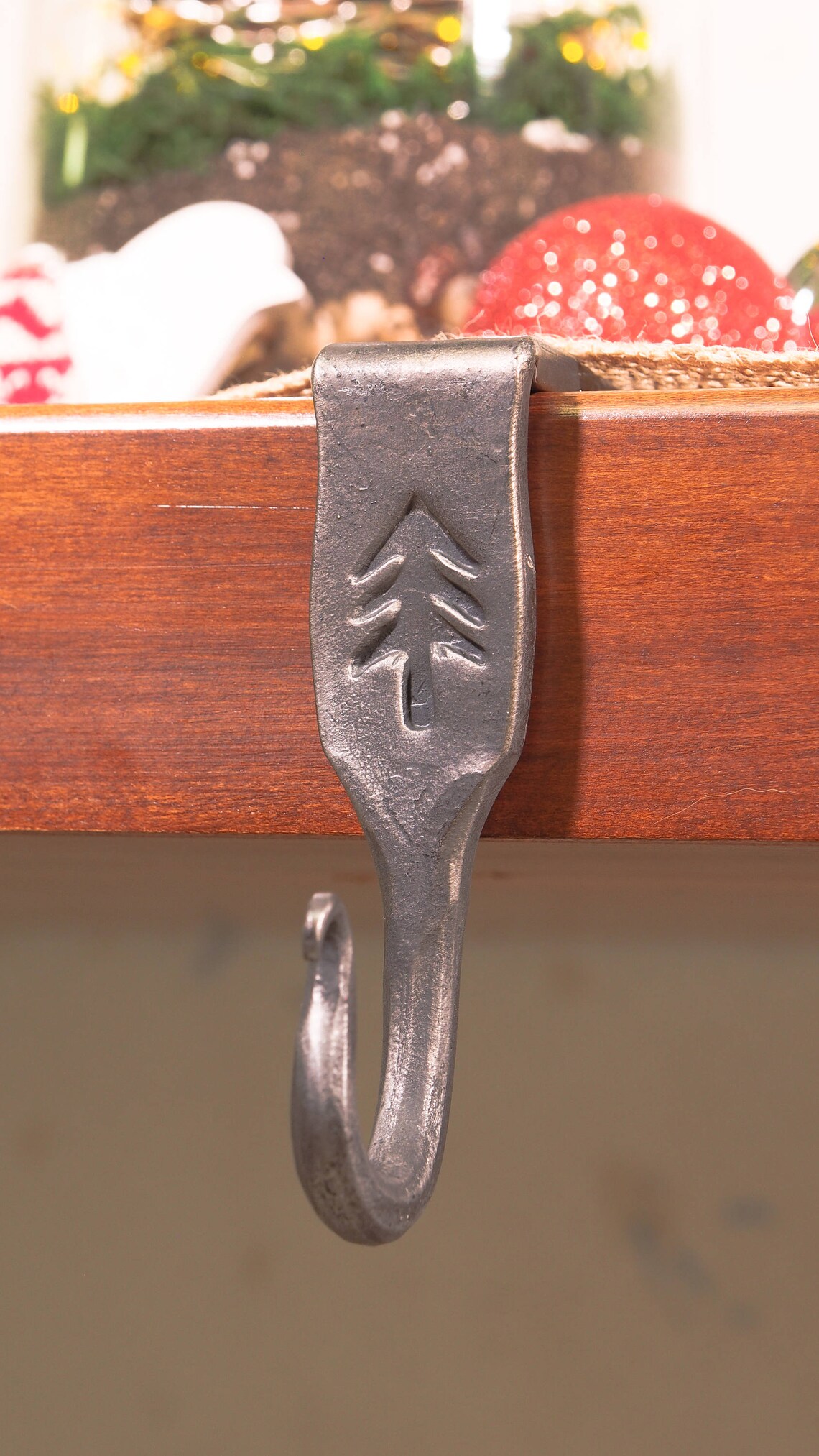 Forged Christmas Tree Mantle or Shelf Bracket Stockings Hook - Etsy