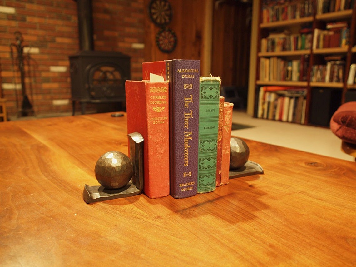 Pair of Forged Steel Ball Bookends - Etsy