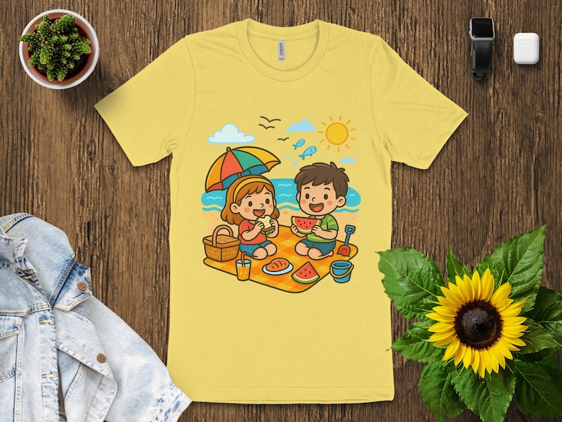 Beach Picnic Kids Clipart: Summer Children's Illustration (PNG Digital ...