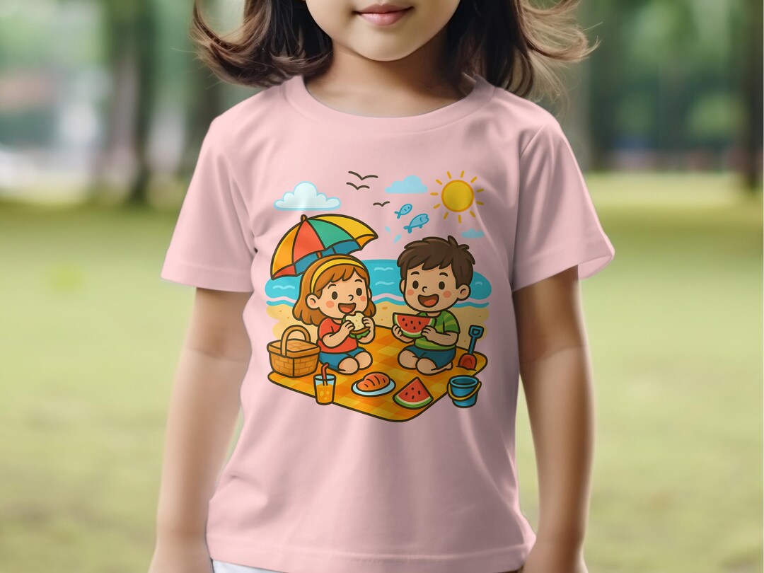 Beach Picnic Kids Clipart: Summer Children's Illustration (PNG Digital ...