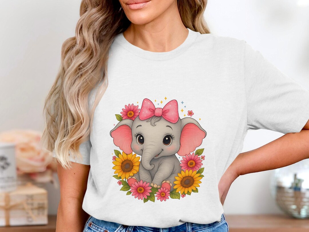Baby Elephant Sunflower PNG: Nursery Wall Art, Sublimation Design ...