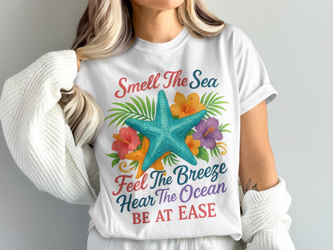 Smell the Sea PNG | Tropical Starfish Sublimation Design | Feel the ...