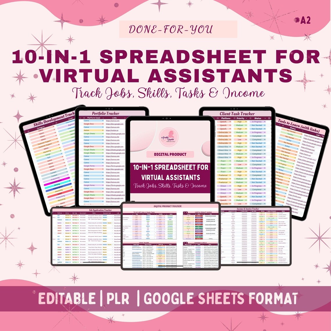 10-in-1 Spreadsheet for Virtual Assistants | Done-for-you | Editable ...