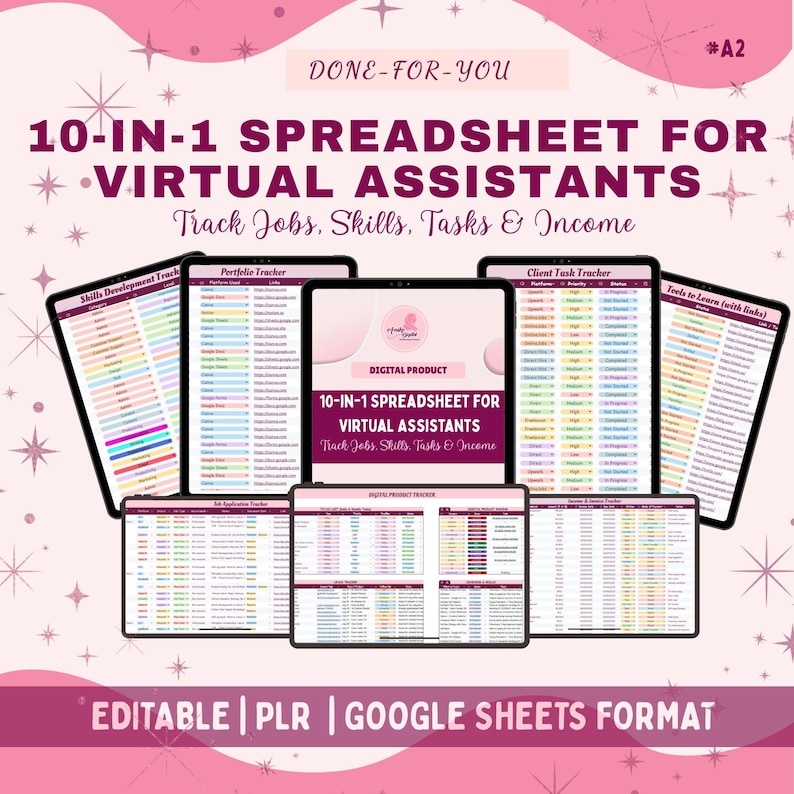 10-in-1 Spreadsheet for Virtual Assistants | Done-for-you | Editable ...