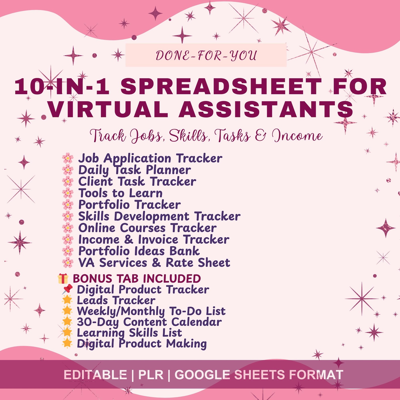10-in-1 Spreadsheet for Virtual Assistants | Done-for-you | Editable ...
