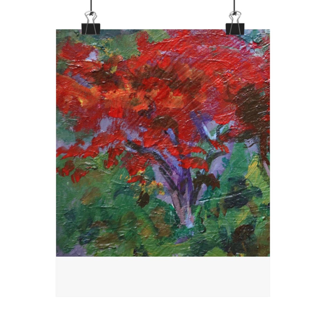 Autumn Tree Painting Poster: Vertical Fall Landscape Wall Art - Etsy