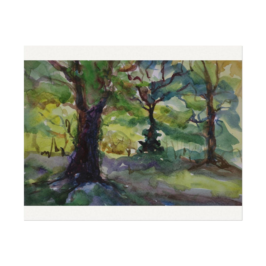Watercolor Trees Art Print, Abstract Impressionism, Forest Landscape - Etsy