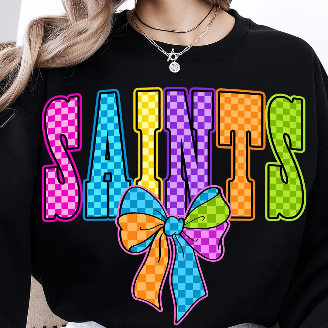 Saints PNG, Checkered Letters, School Spirit Sublimation (digital ...