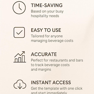 Beverage Cost Calculator Spreadsheet | Bar & Restaurant COGS Excel ...