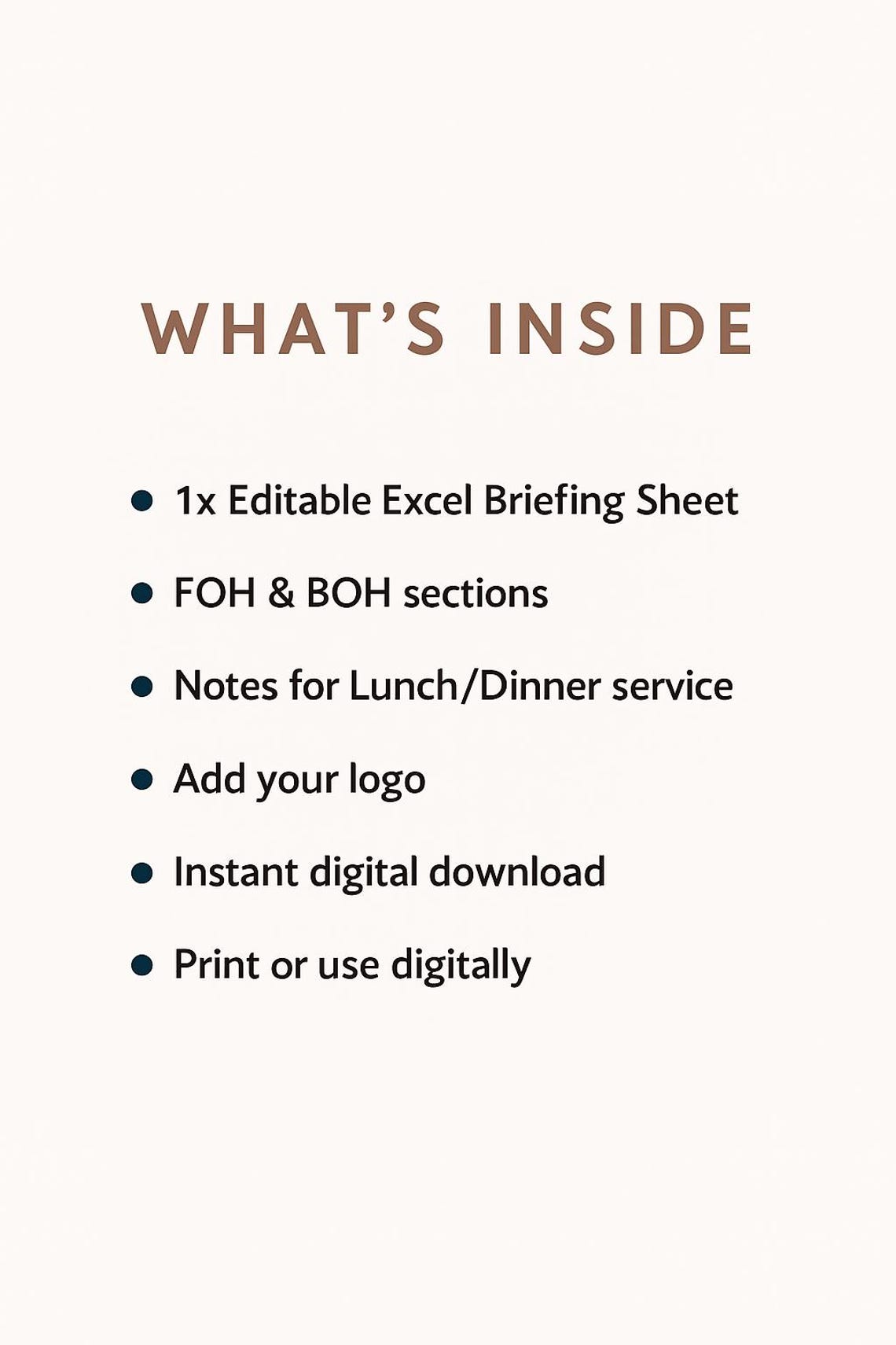 Restaurant Briefing Sheet Template | FOH BOH Shift Planner (editable ...