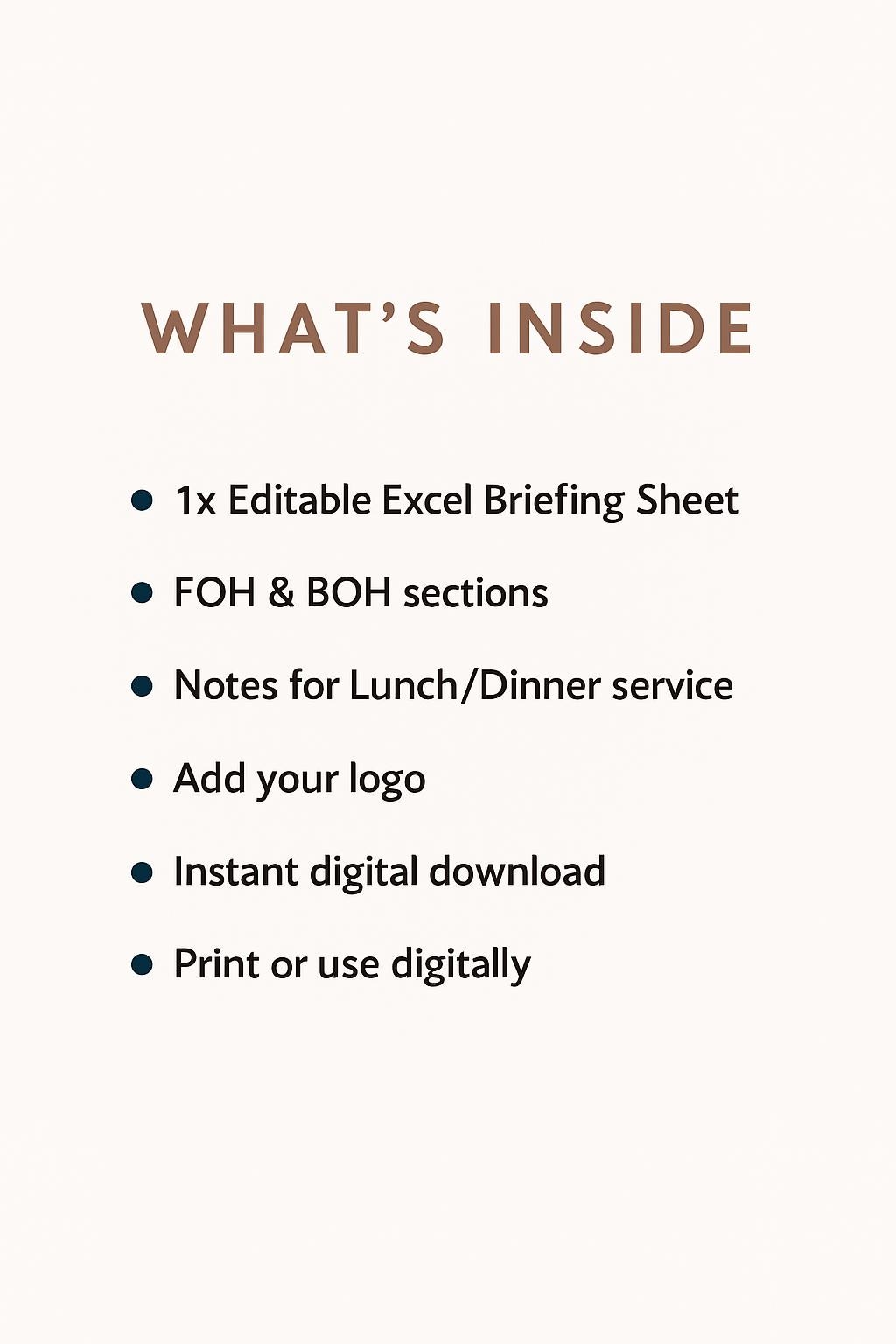 Restaurant & Cafe Briefing Sheet Template | Daily FOH BOH Shift Planner ...