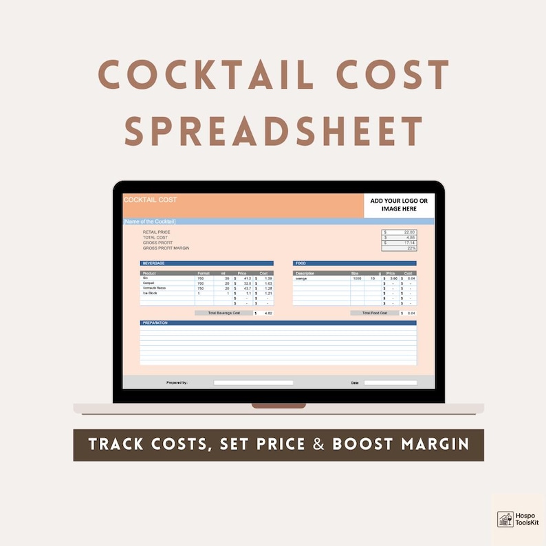 Cocktail Cost Calculator Excel Template | Bar Profit Tool (digital ...