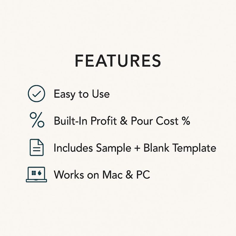Cocktail Cost Calculator Excel Template | Bar Profit Tool (digital ...