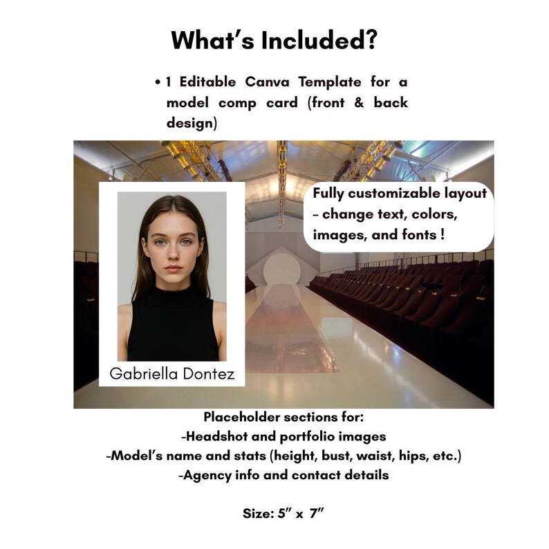 Editable Model Comp Card Template for Canva – Digital Modeling ...