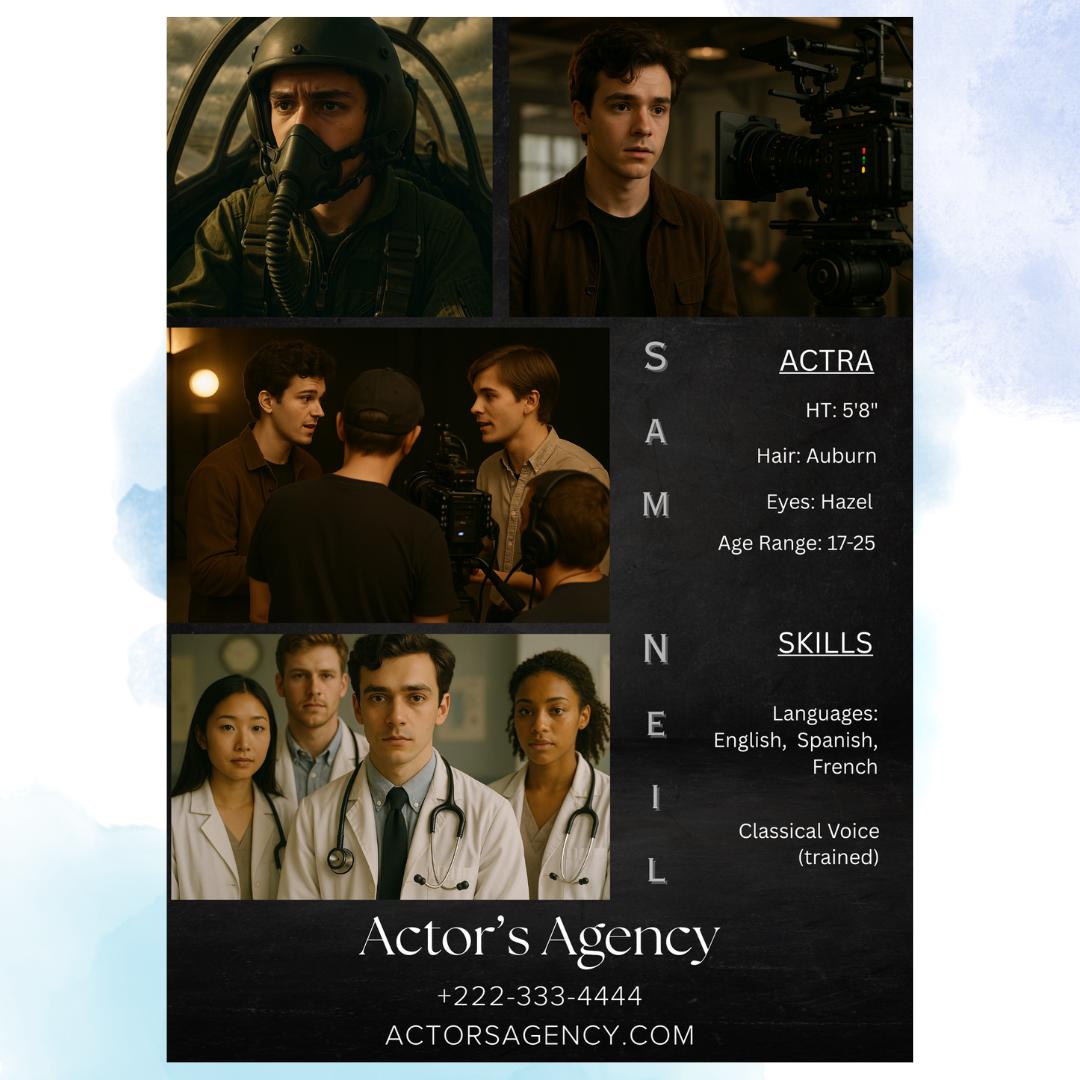 Actor Comp Card Template for Canva | Editable Zed Card Resume for ...
