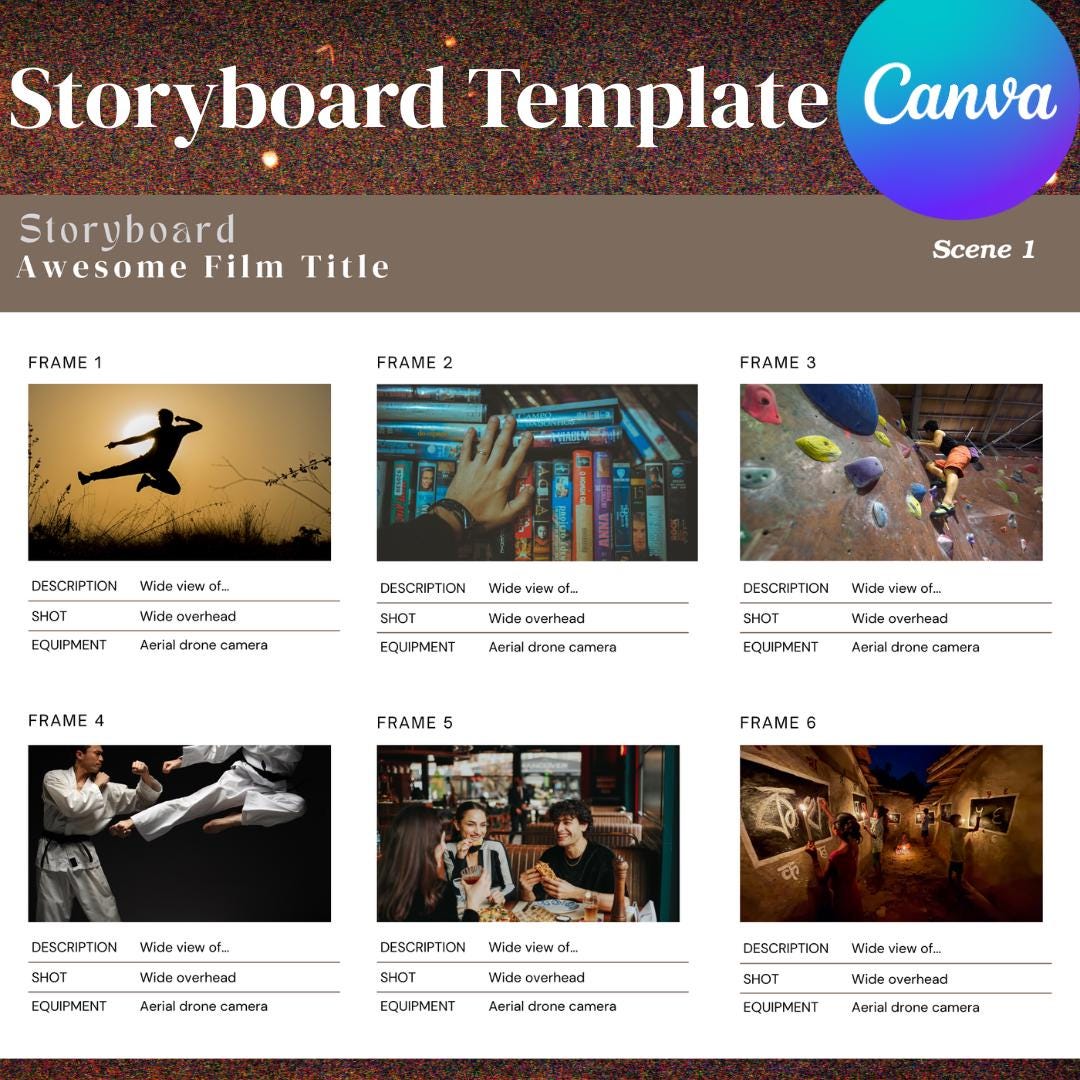 Storyboard Template | 3-page Editable Canva Layout | Filmmaker ...