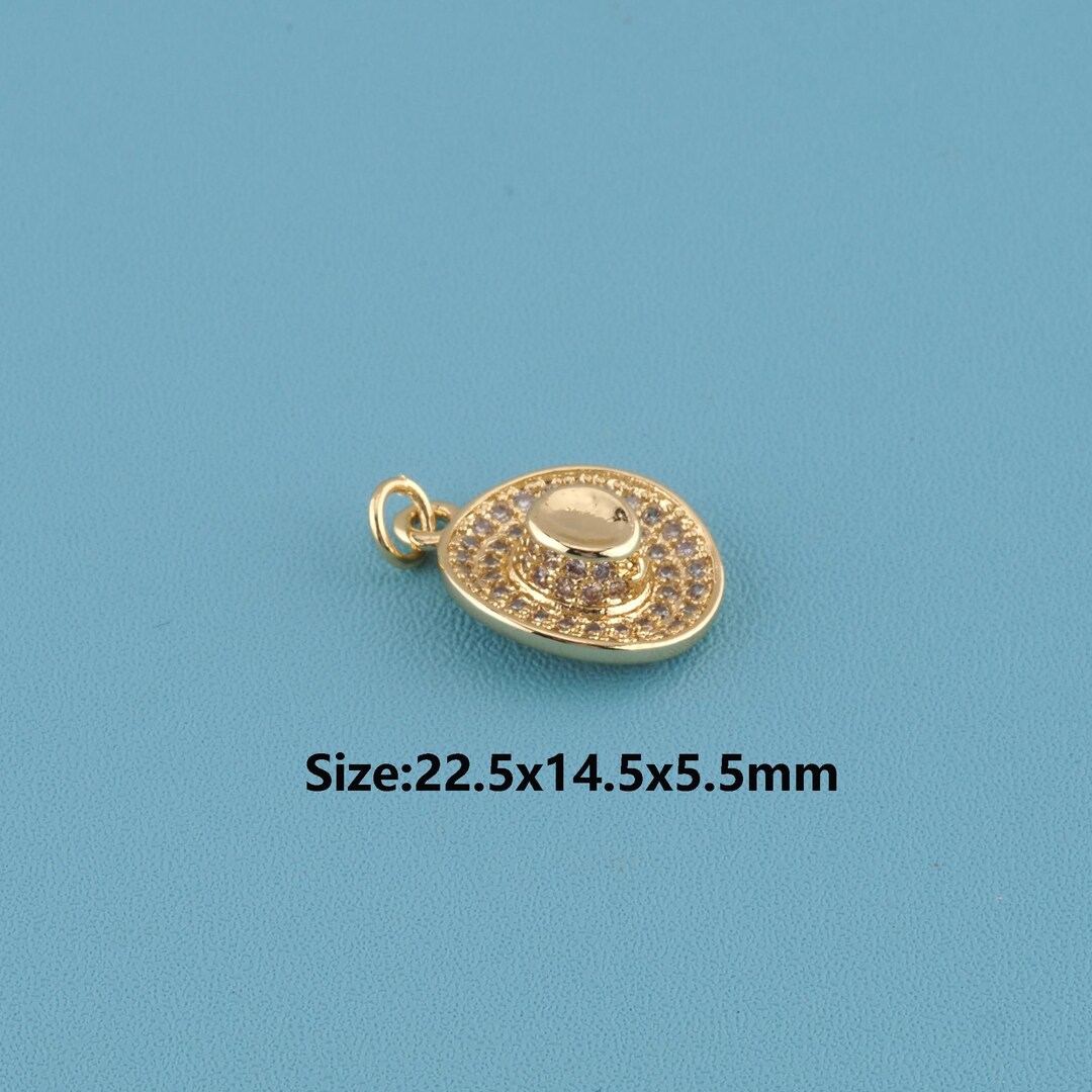 18K Gold Filled Cowboy Hat Pendant,cz Micro Pave Hat Charm,gold Cowboy ...
