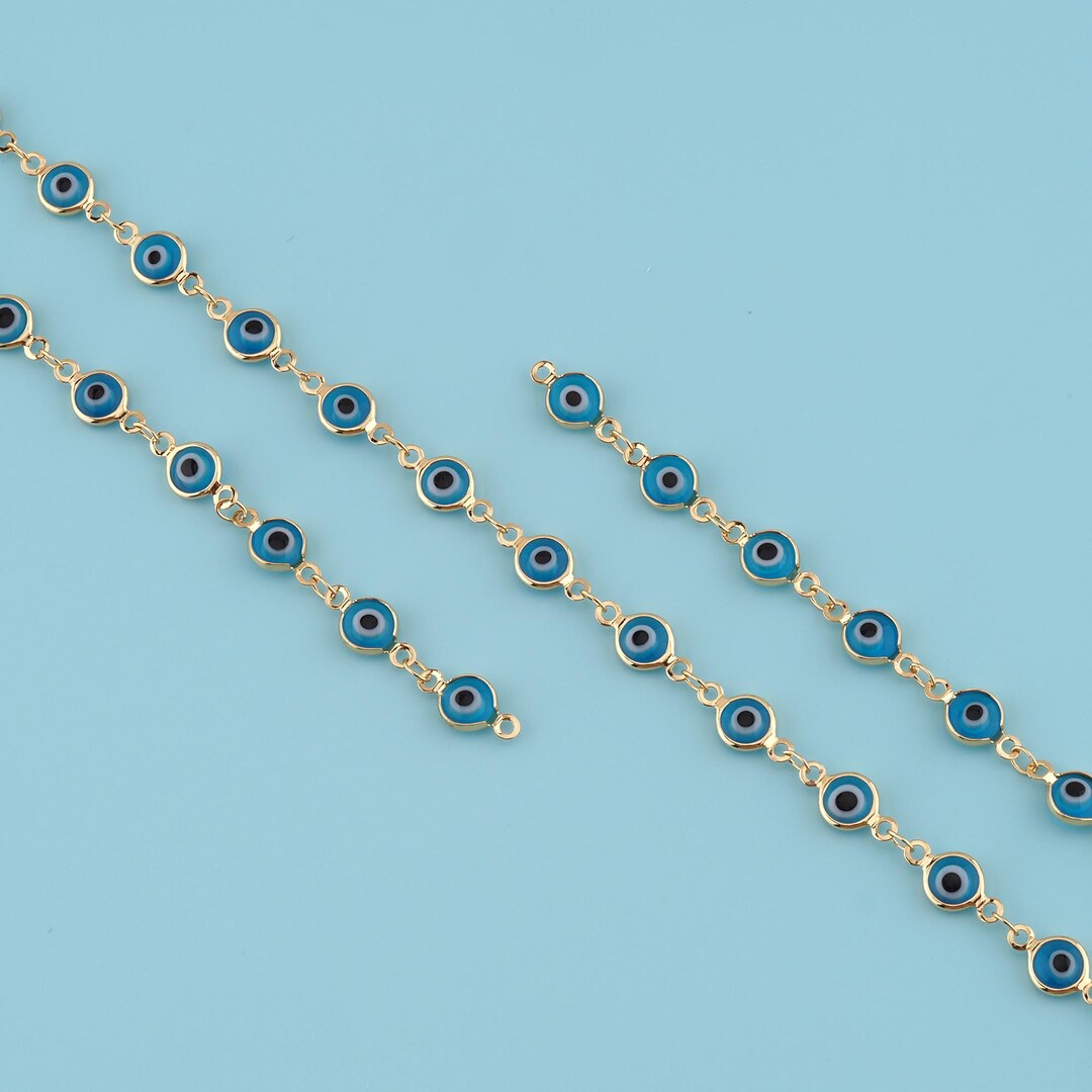 1 Meter 18K Gold Filled Enamel Evil Eye Shape Chain,evil Eye Chain,evil ...