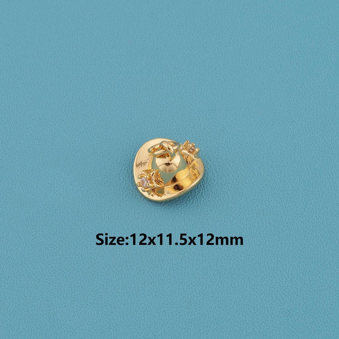 18K Gold Filled Cowboy Hat Pendant,cz Micro Pave Hat Charm,gold Cowboy ...